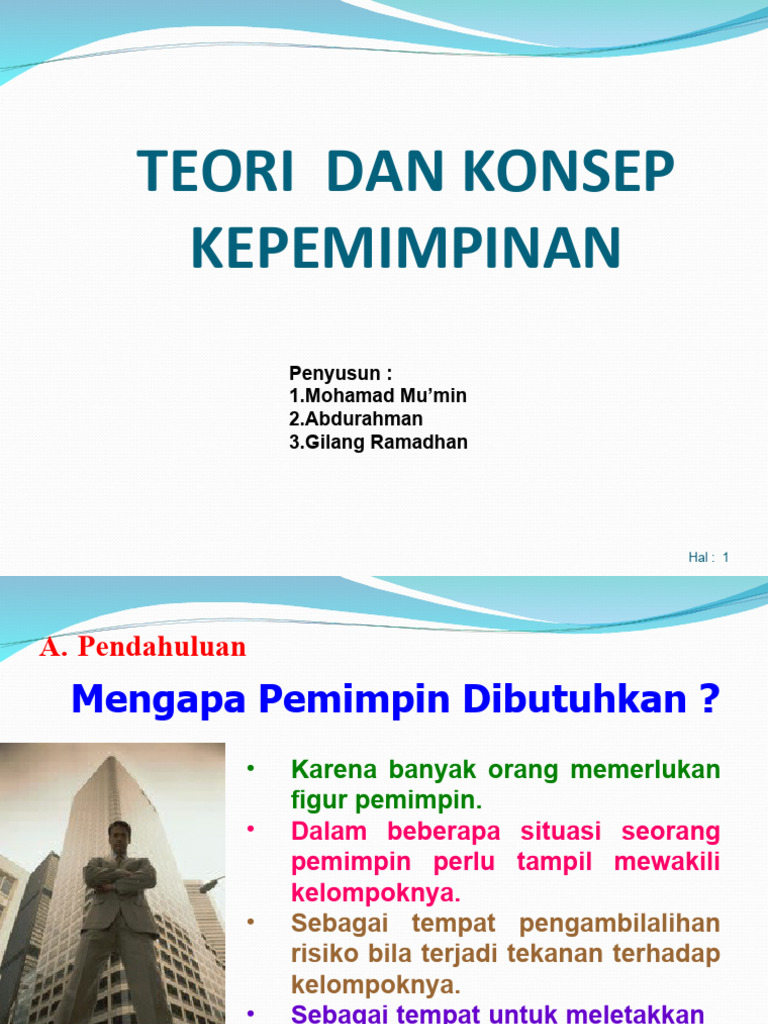 01 Teori Dan Konsep Kepemimpinan | PDF | Pengembangan Diri
