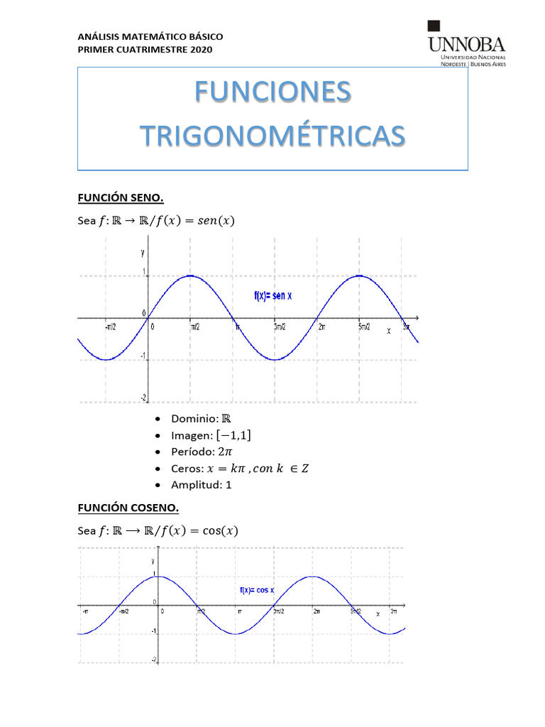 Funciones Trigonometricas | Descargar gratis PDF | Función (Matemáticas) | Funciones trigonométricas