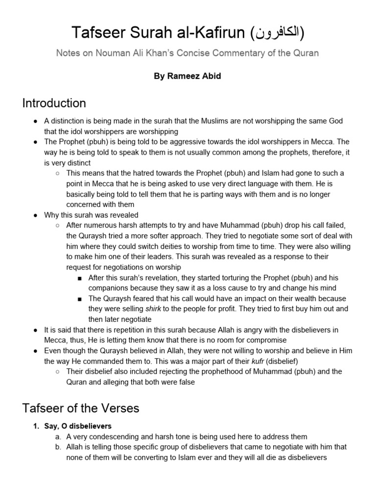 Surah Al Kafirun | Download Free PDF | Muhammad | Kafir