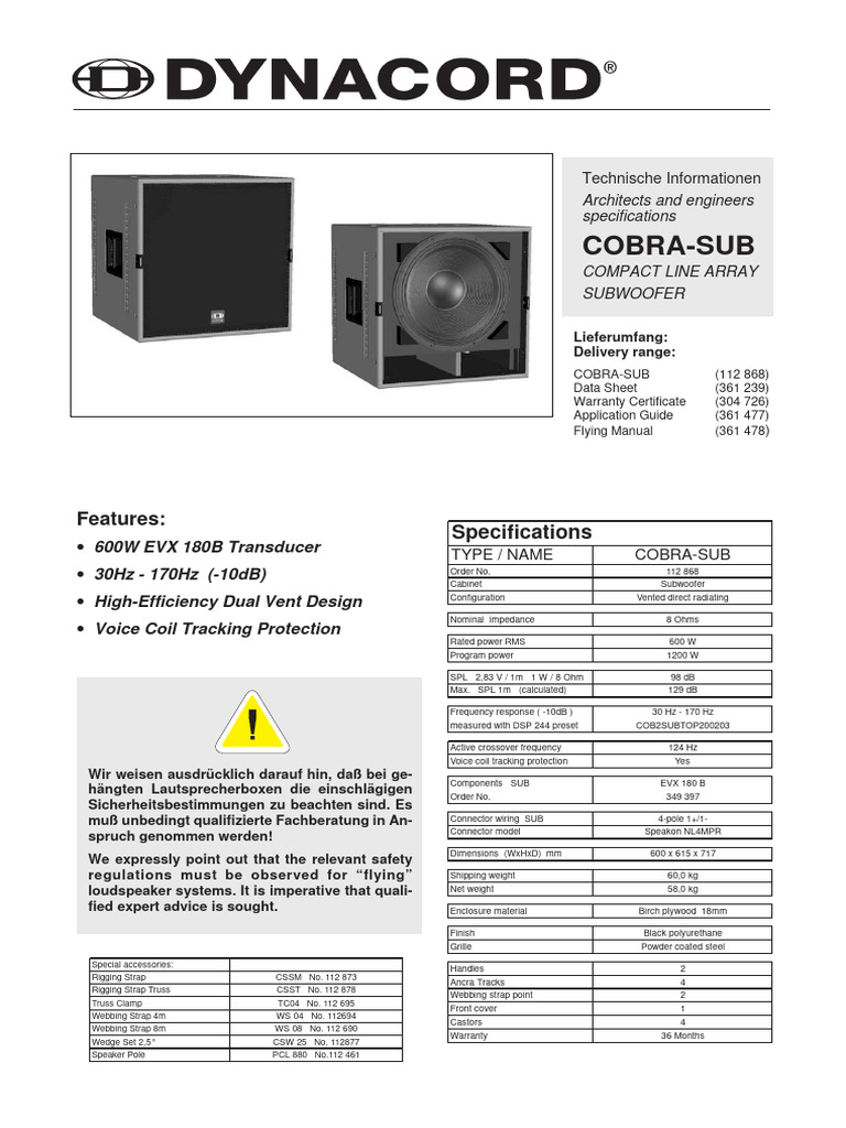 Dynacord Cobra-Sub | PDF