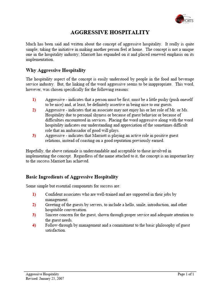 Understanding Aggressive Hospitality | PDF | Career & Growth