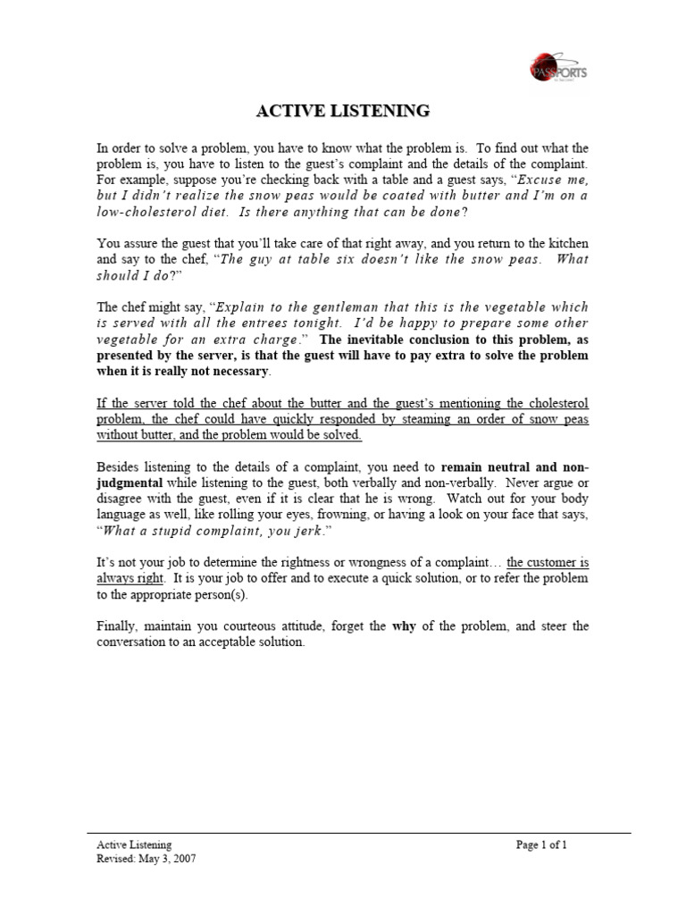Active Listening | PDF