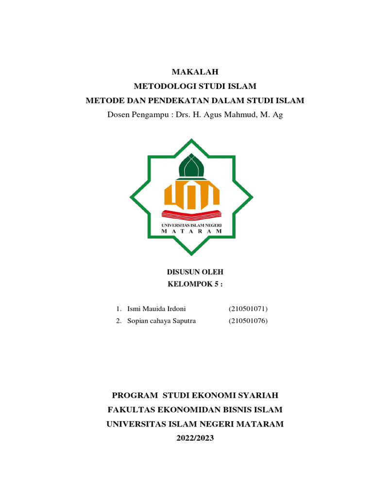 Metode Studi Islam: Pendekatan Utama | PDF | Sains & Matematika