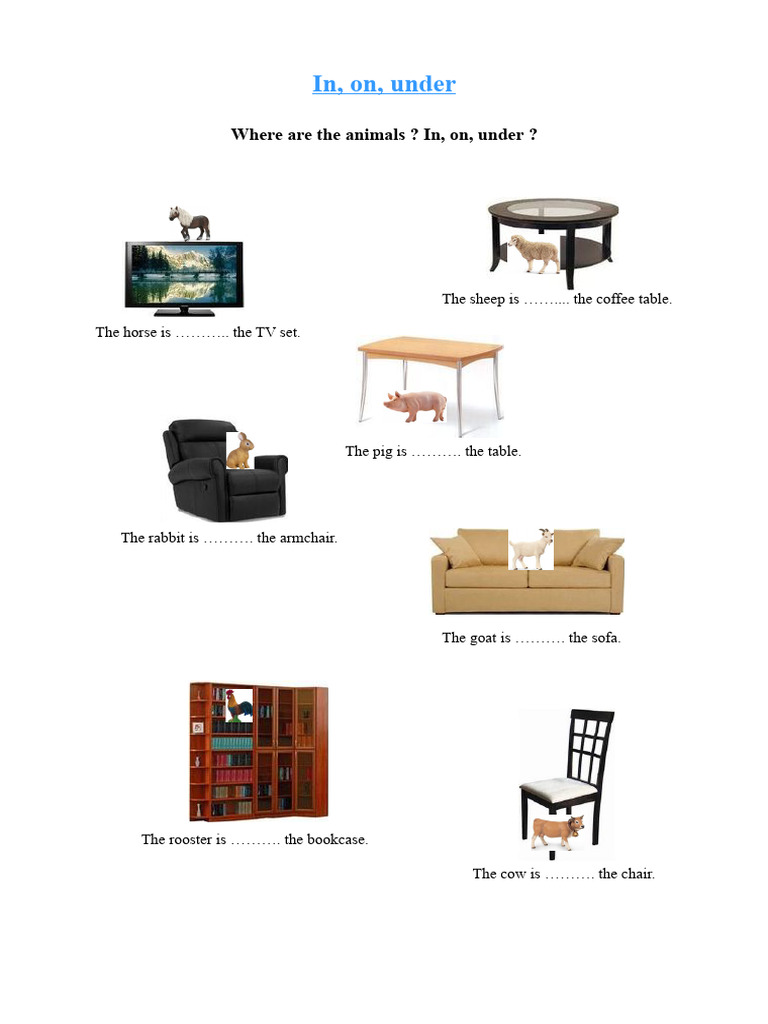 Worksheet In, On, Under | PDF | Home & Garden | Young Adult