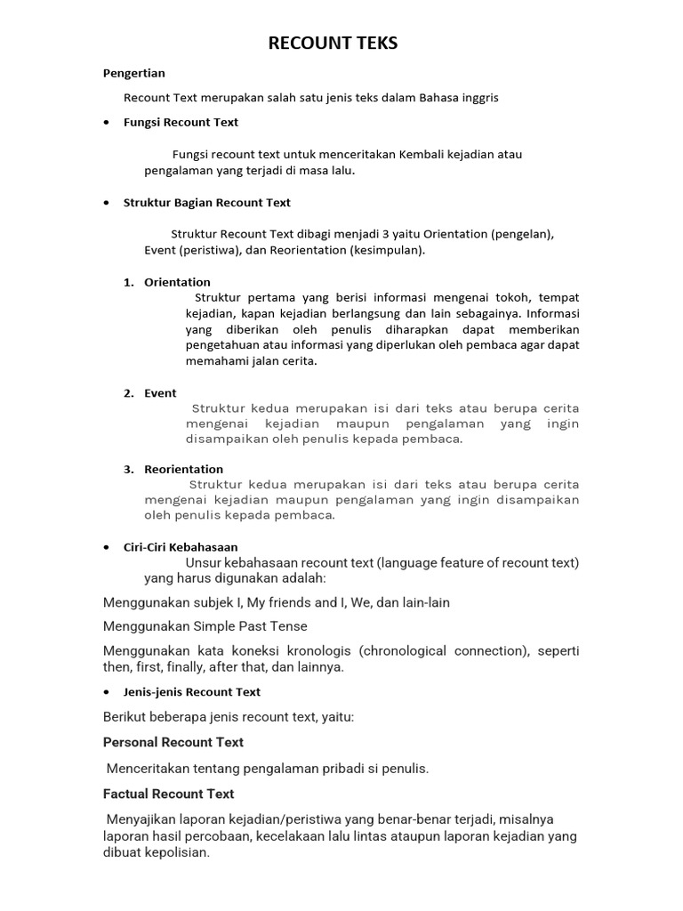 Recount Teks | PDF