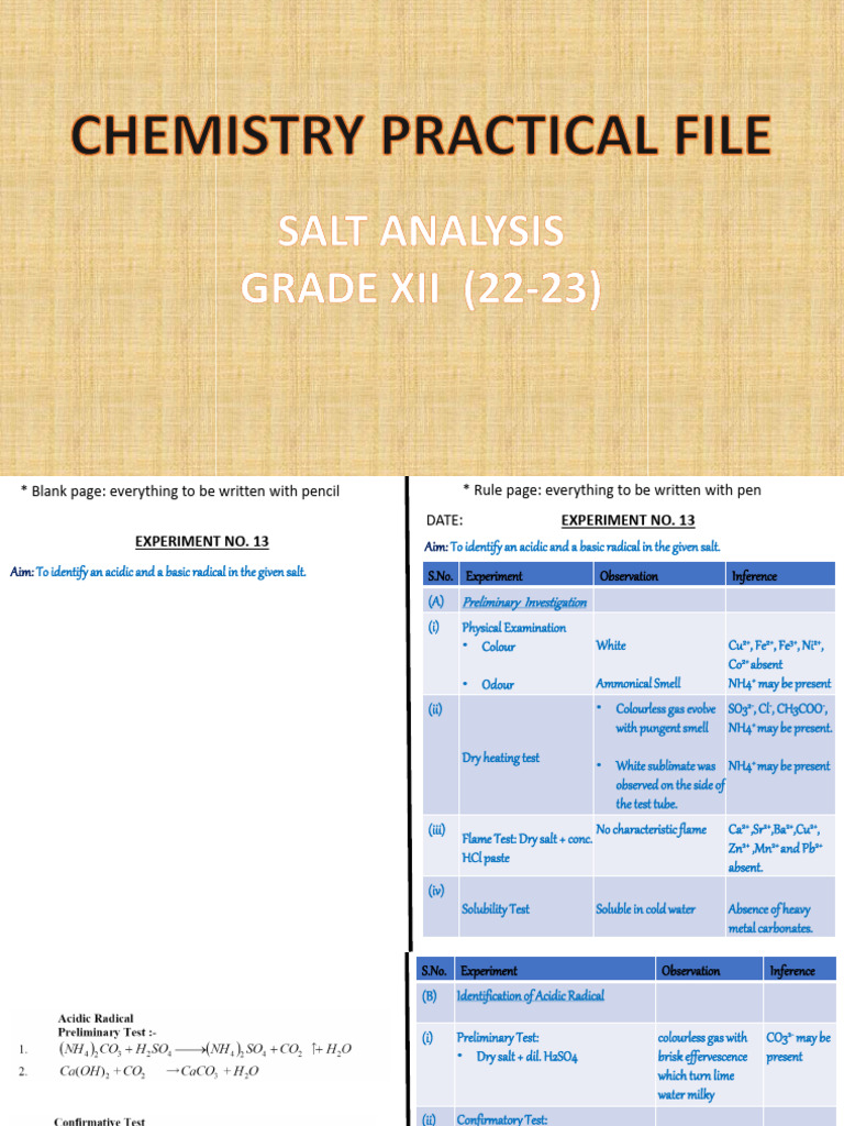 Salt Analysis - Chem File | PDF | Ammonium | Salt (Chemistry)