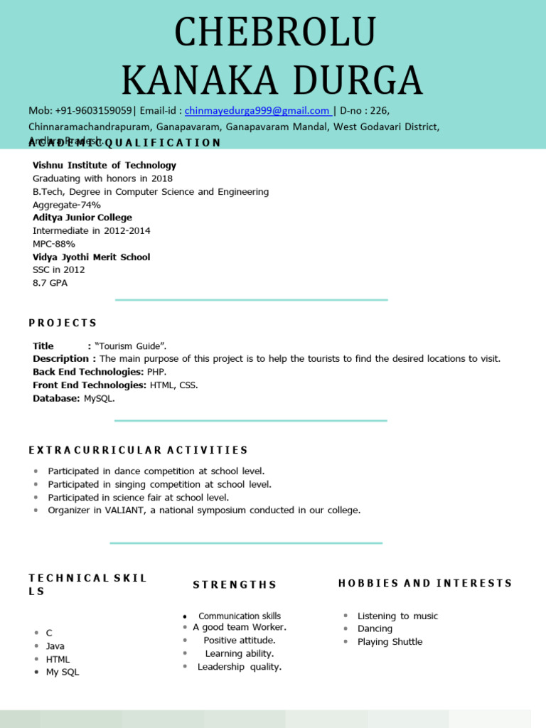 Kanaka Durga's Resume | PDF