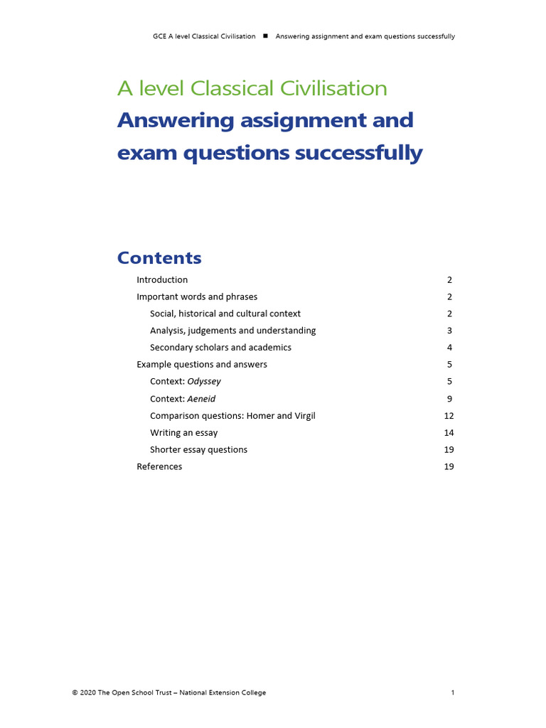 Answering Assignment and Exam Questions Successfully | PDF | Aeneid | Homer