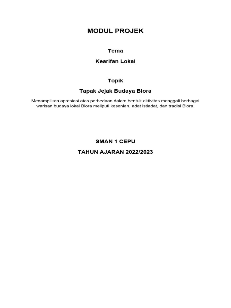 Modul Projek P5 Kearifan Lokal Rev | PDF
