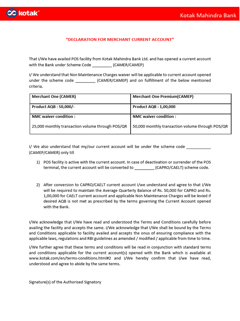 Merchant One Declaration | PDF | Business | Finance & Money Management