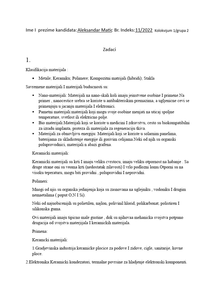 Zadaci, Kolokvijum | PDF