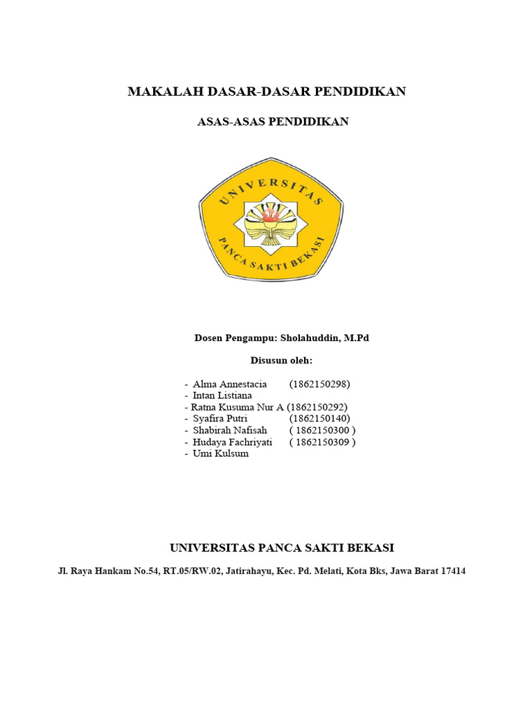 Makalah Dasar-Dasar Pendidikan | PDF