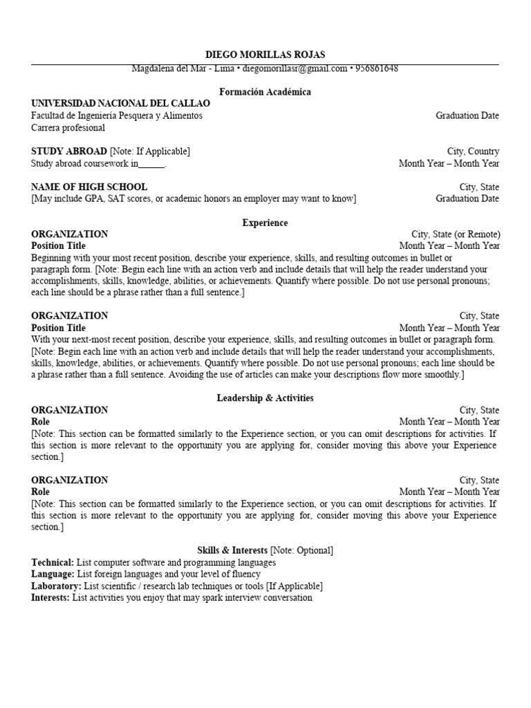 Modelo de CV Estilo Harvard | PDF | Human Communication | Learning