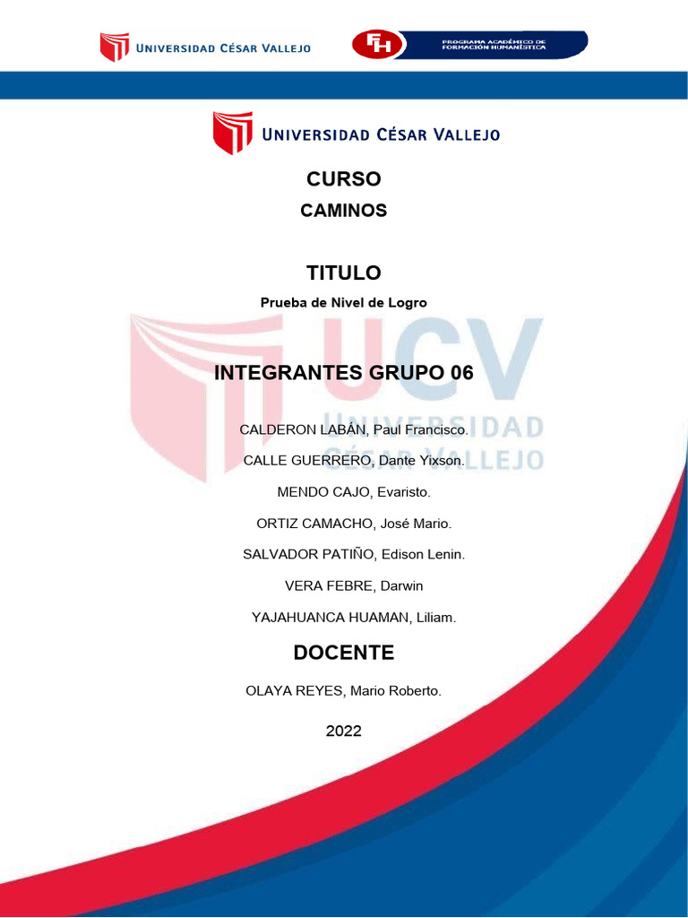 ATH - PRUEBA DE NIVEL DE LOGRO Caminis IV | PDF