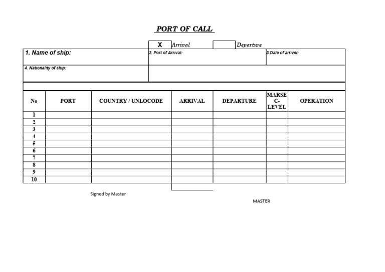 Port of Call Documentation Form | PDF