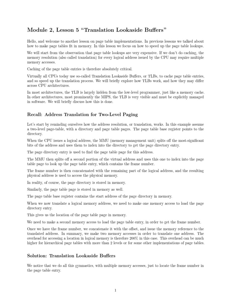 2 5 The TLB | PDF | Cpu Cache | Implementation