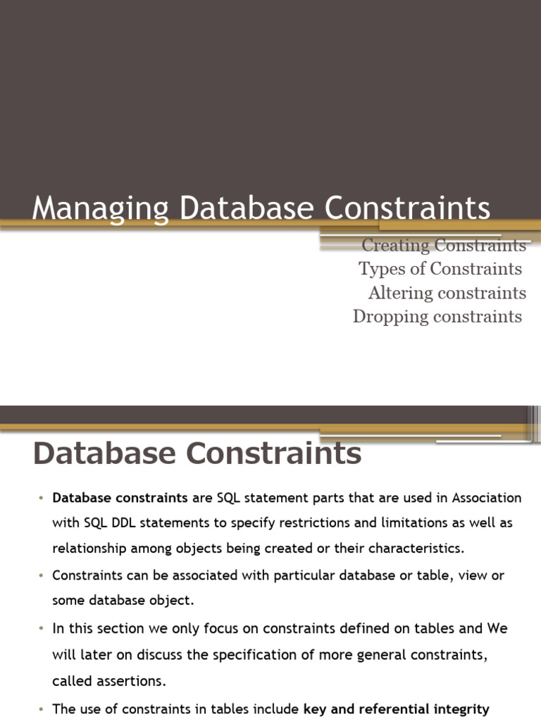 Managing Database Constraints | PDF | Relational Database | Databases