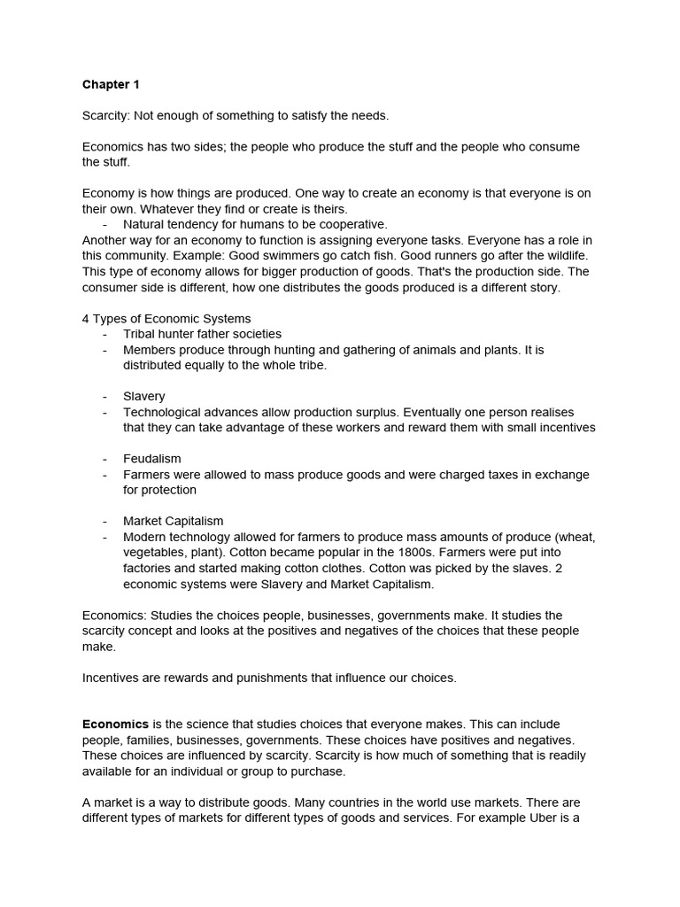 Chapter 1 Econ 101 Notes | PDF | Finance & Money Management