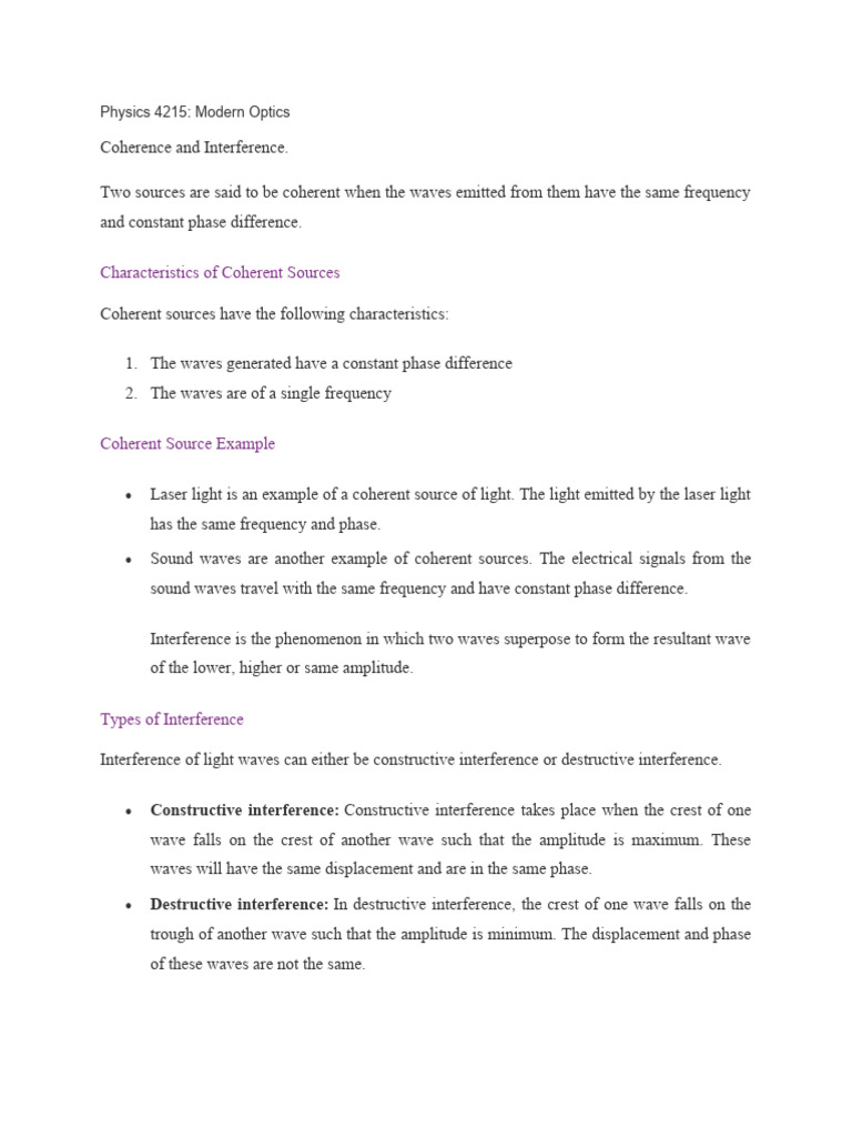 Phy 4215 Lecture Note | PDF | Diffraction | Nonlinear Optics