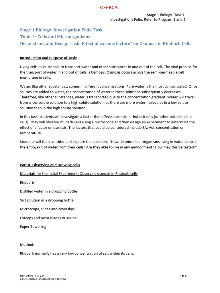 Task 01 - Cells and Microorganisms | PDF