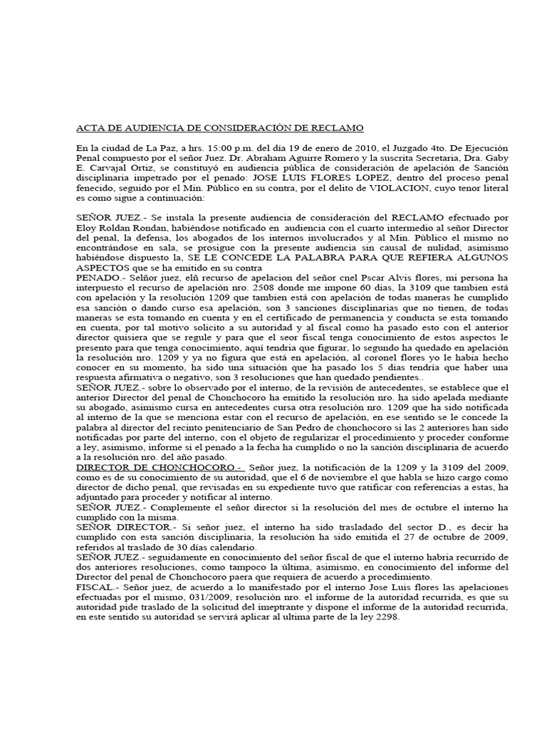 Acta DE RECLAMO | PDF