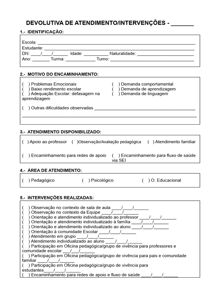 Devolutiva de Atendimento Aluno Tania | PDF | Pedagogia | Modificação ...