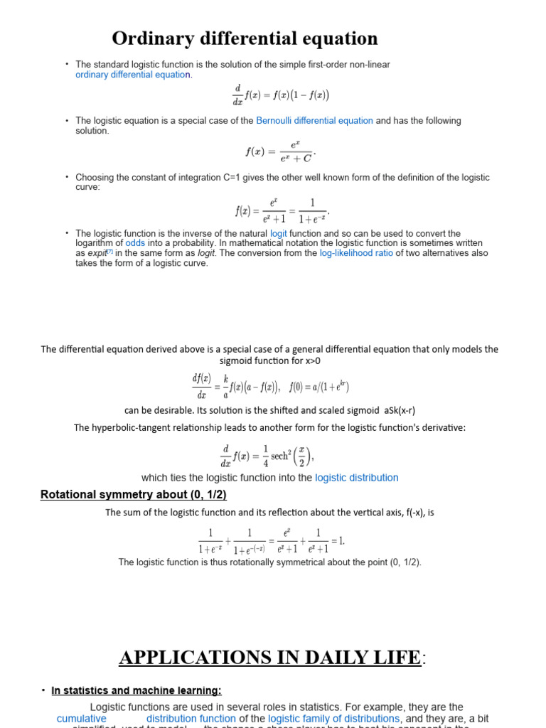 Ordinary Differential Equation | PDF | Logistic Function | Mathematical Objects