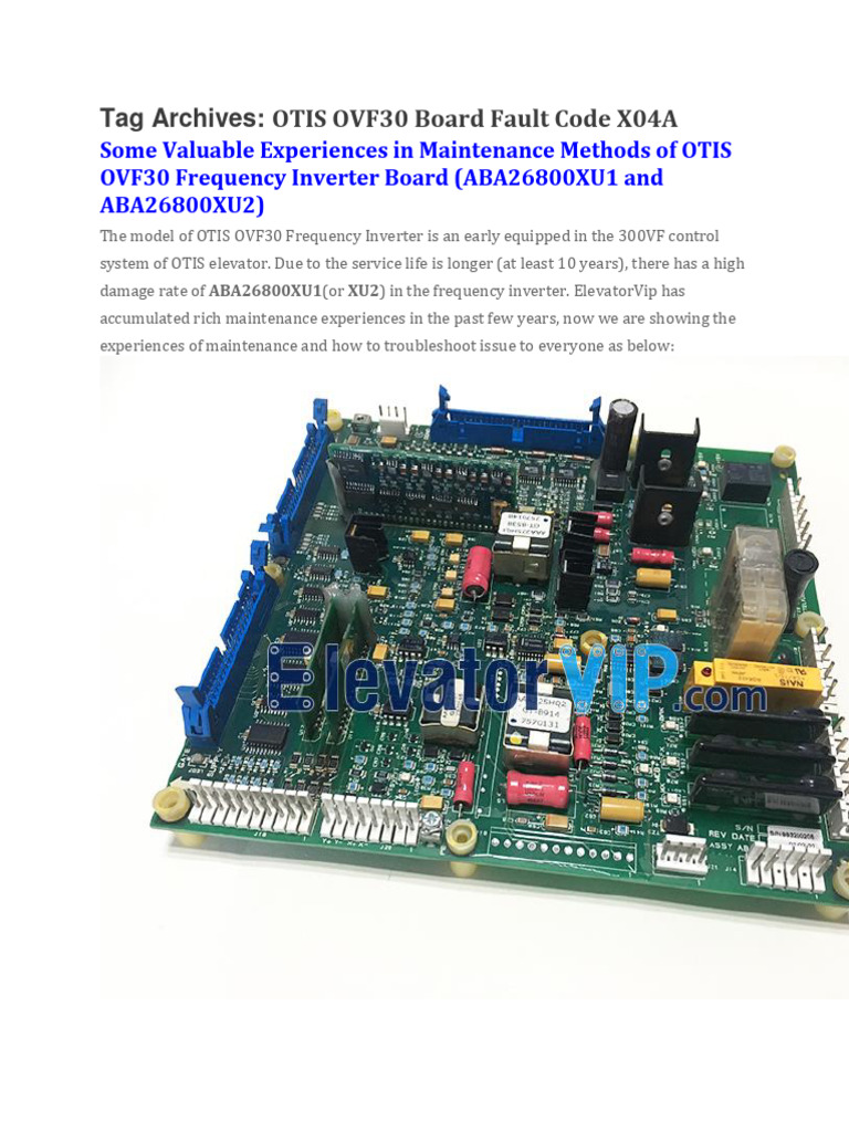 OTIS OVF30 Drive Fault Code Guide | PDF