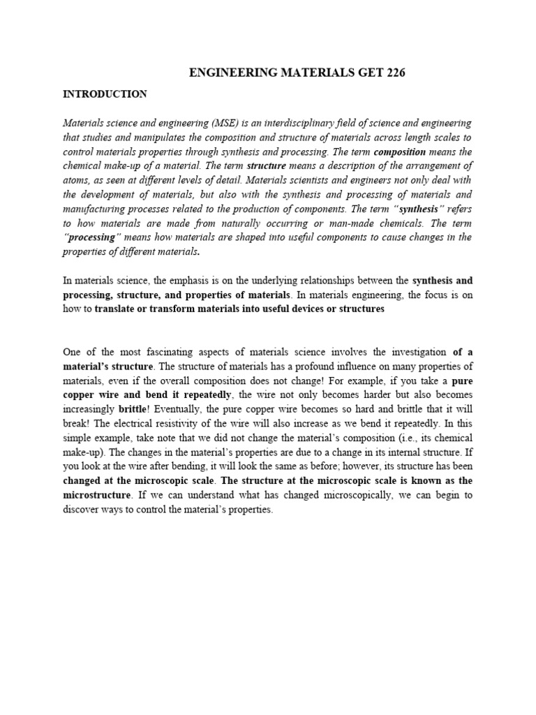 Get 226 Lecture Note | PDF | Chemical Bond | Materials Science