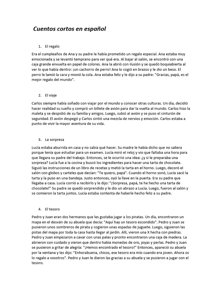 Cuentos Cortos en Español | PDF