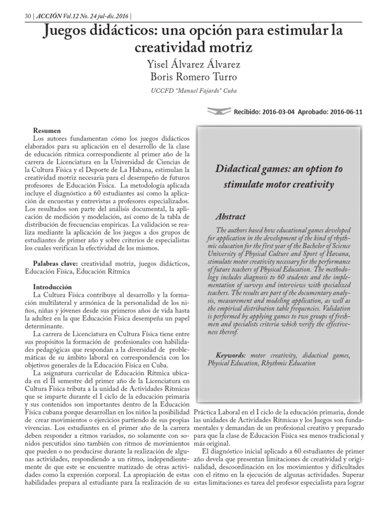 Juegos Didácticos: Una Opción para Estimular La Creatividad Motriz ...