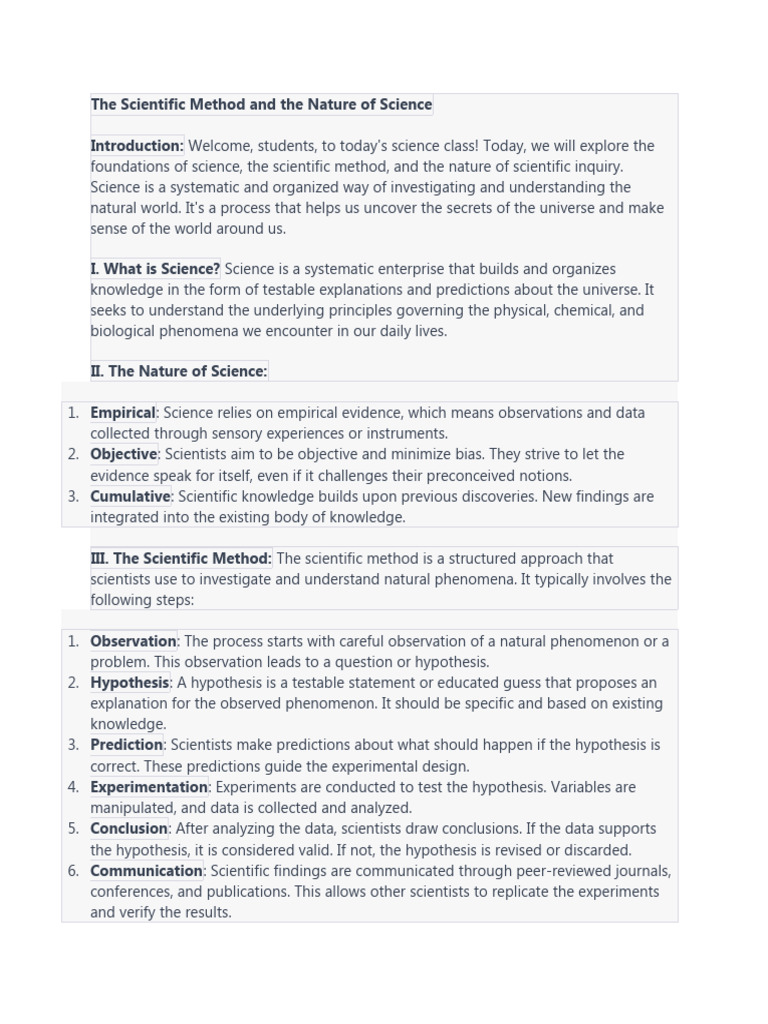 The Scientific Method and The Nature of Science | PDF | Scientific ...