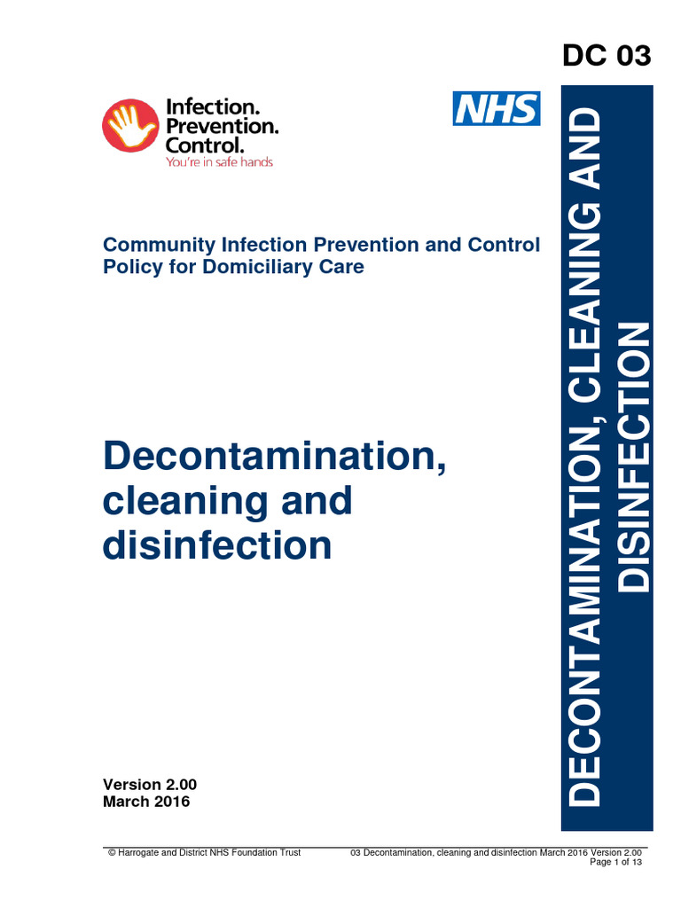 03 Decontamination Cleaning and Disinfection March 2016 Version 2.00 | PDF