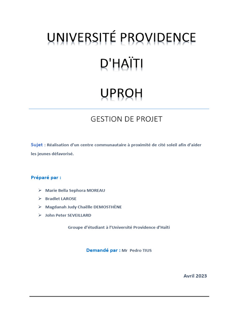 Gestion de Projet. Devoir Final. | PDF