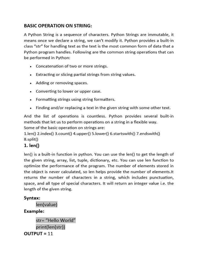 Basic Operation On String | PDF | String (Computer Science) | Computer Programming