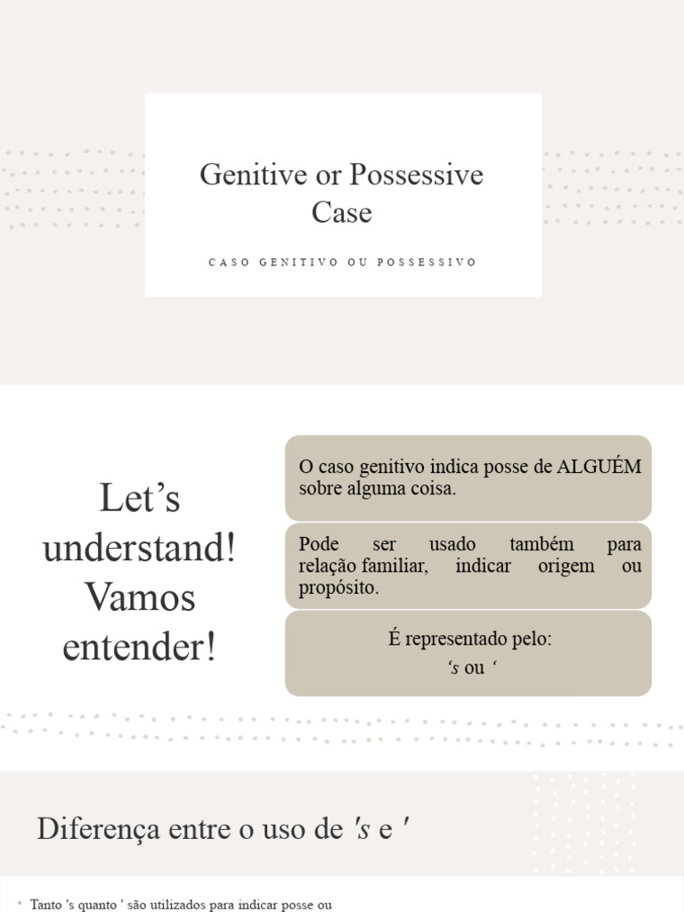 Genitive or Possessive Case | PDF | Gramática | Sintaxe