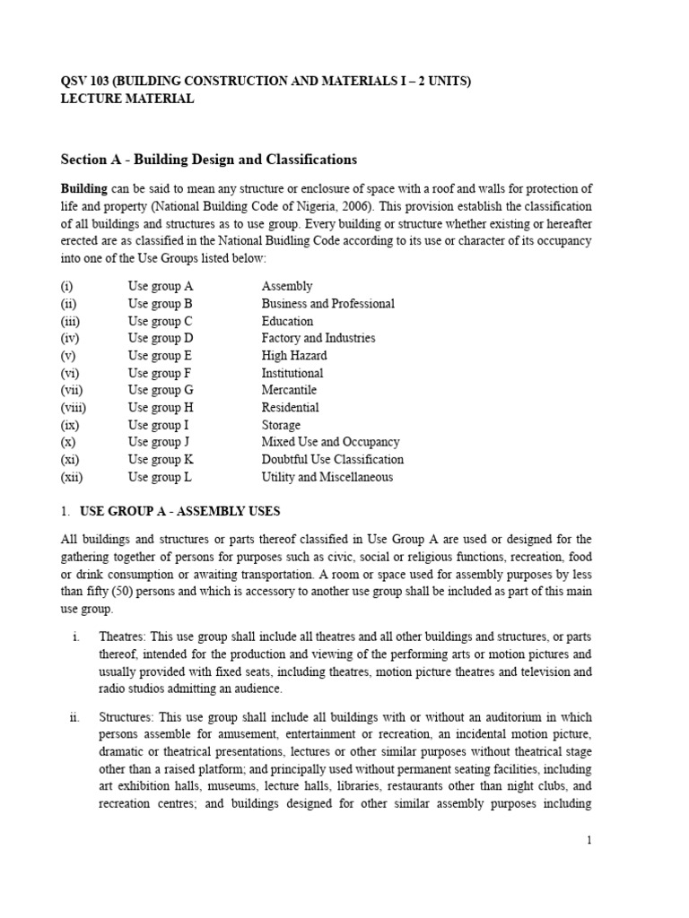 Building Classification Use Groups Guide | PDF