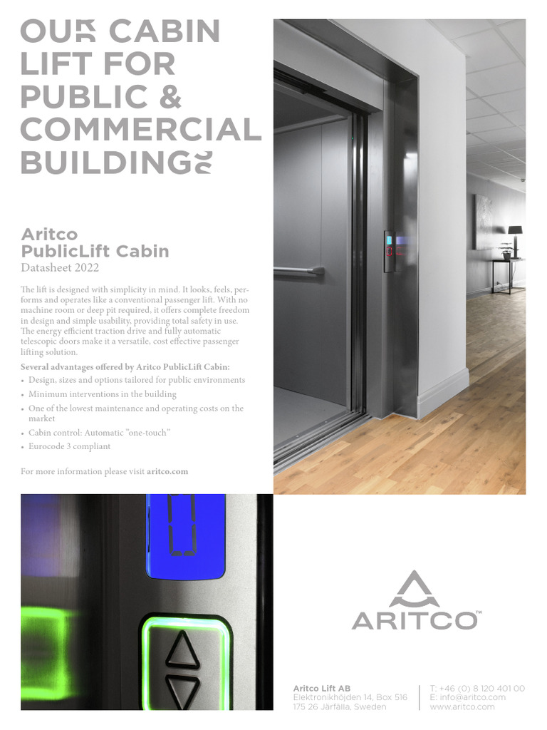 Datasheet Aritco PublicLift Cabin English 1 | PDF | Elevator | Vehicles