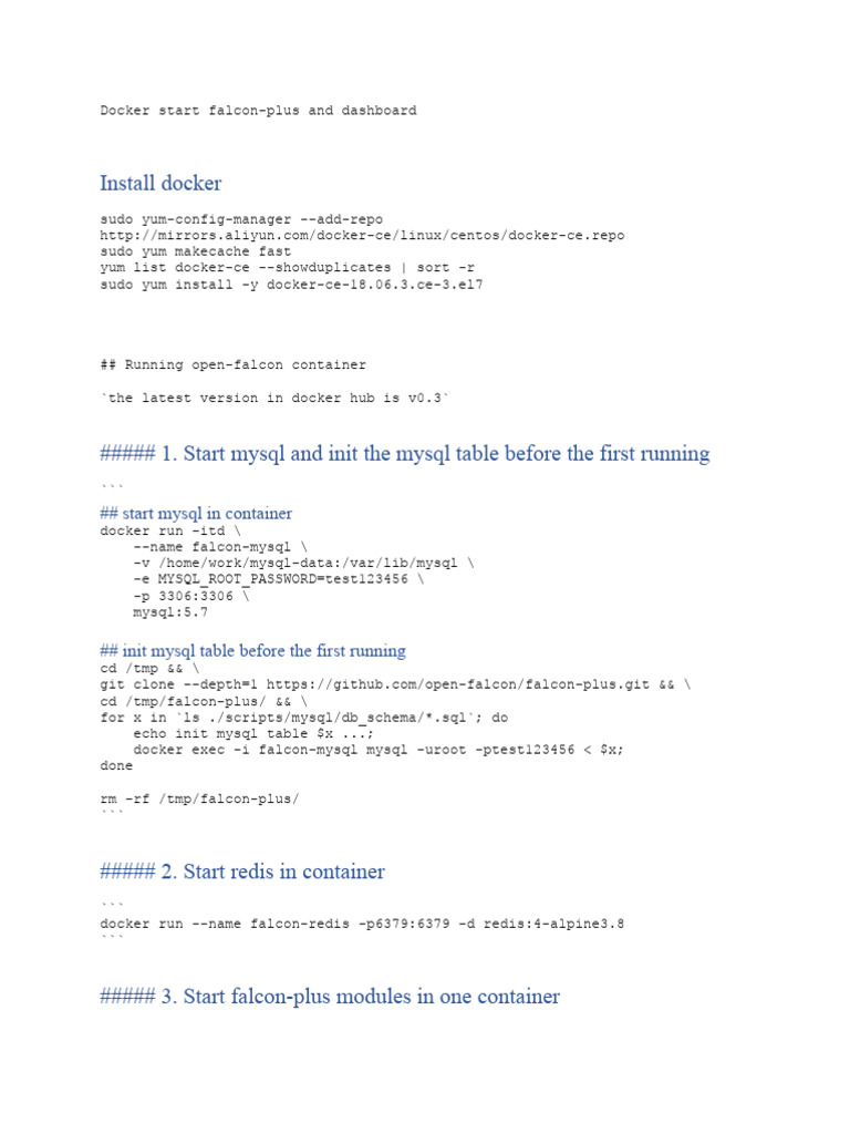 Docker Start Falcon-Plus and Dashboard | PDF | My Sql | Computing