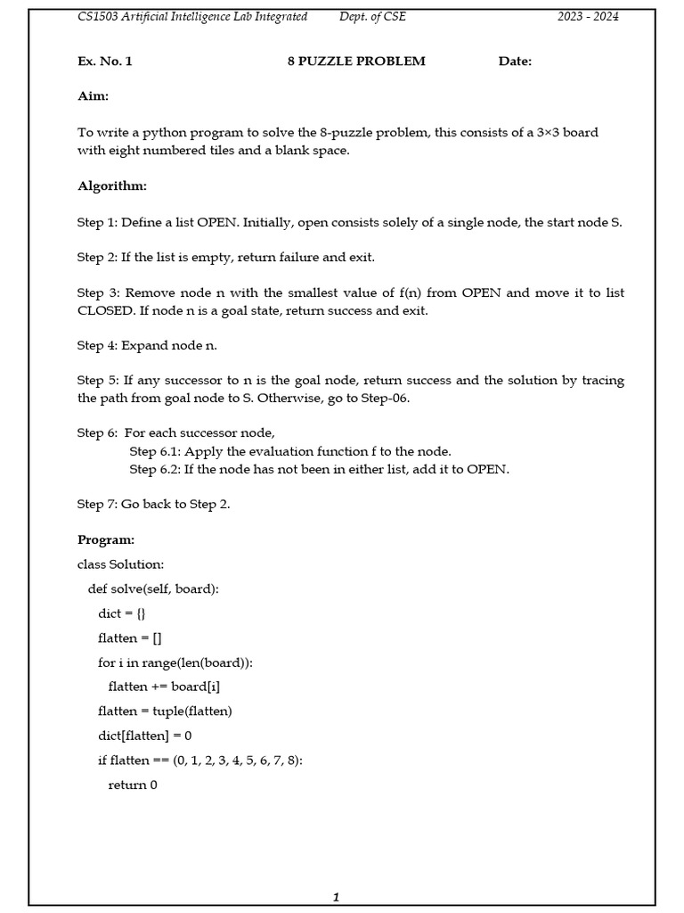 CS1503 AI Lab-1 | PDF