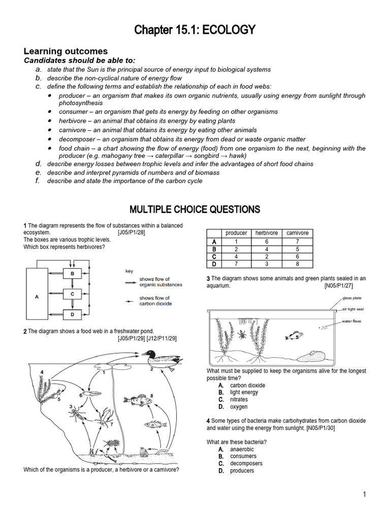 Chapter 15.1 Ecology | PDF | Food Web | Ecosystem