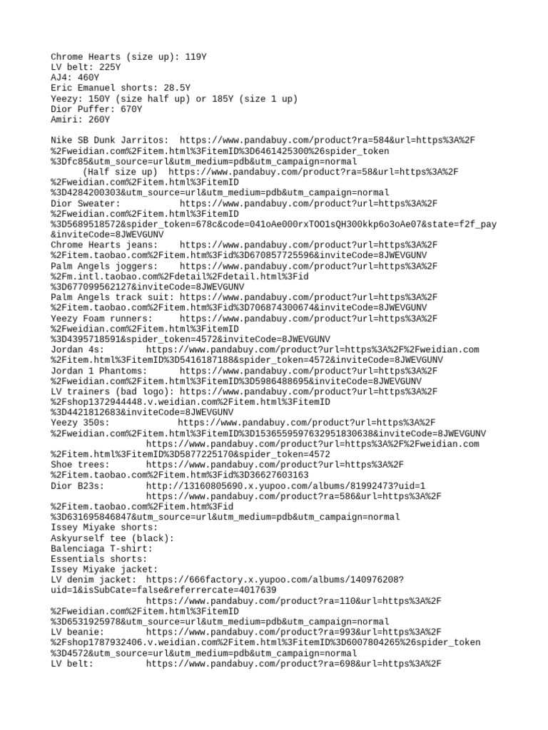 Buylist | PDF | Softlines (Retail) | Clothing