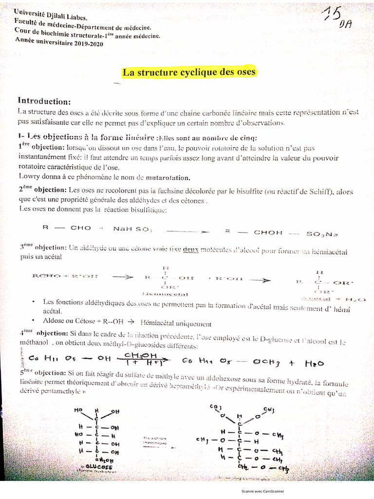 5 La Structure Cyclique Des Oses PDF | PDF
