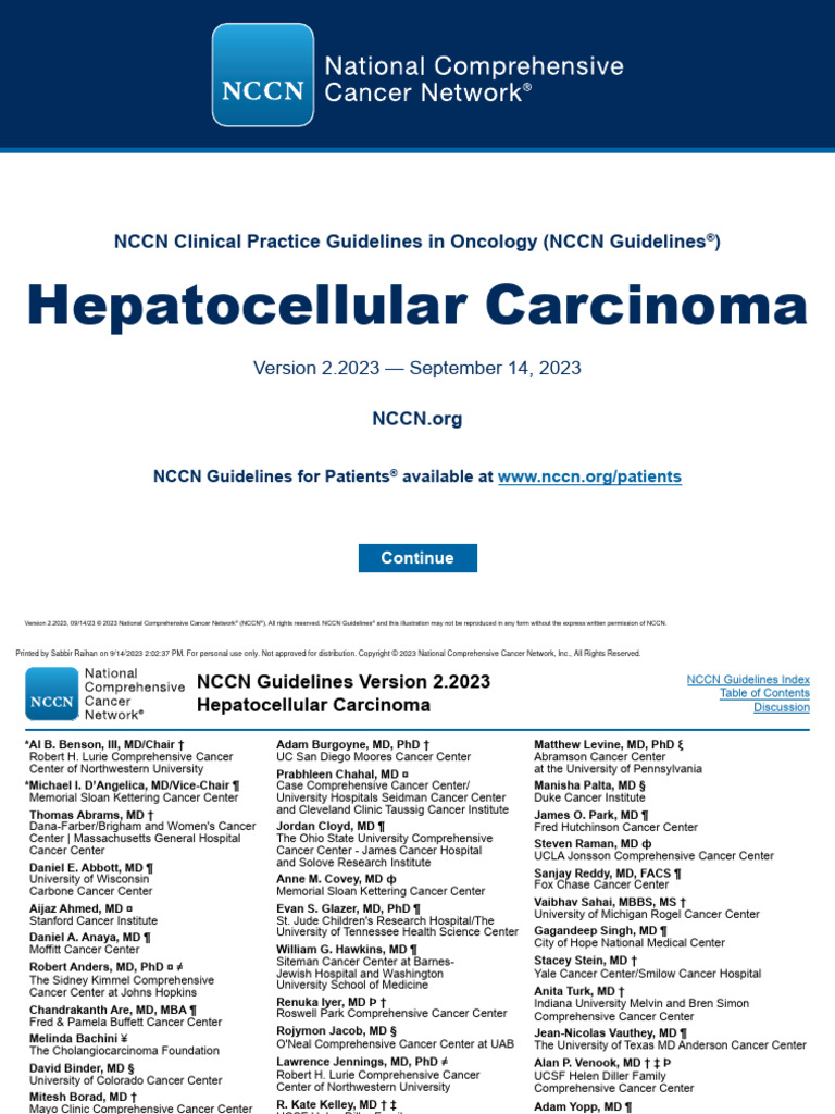Hepatocellular Carcinoma: NCCN Clinical Practice Guidelines in Oncology (NCCN Guidelines) | PDF ...