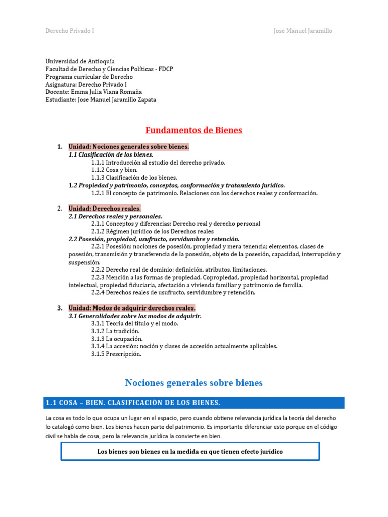 Derecho Privado I. Modulo 1. Fundamentos de Bienes | PDF | Propiedad ...