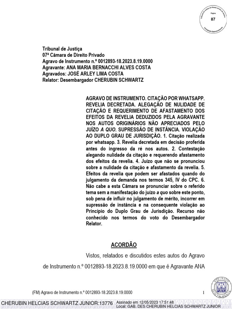TJRJ Agravo de Instrumento 0012893-18.2023.8.19.0000 | PDF | Réu | Direito Político