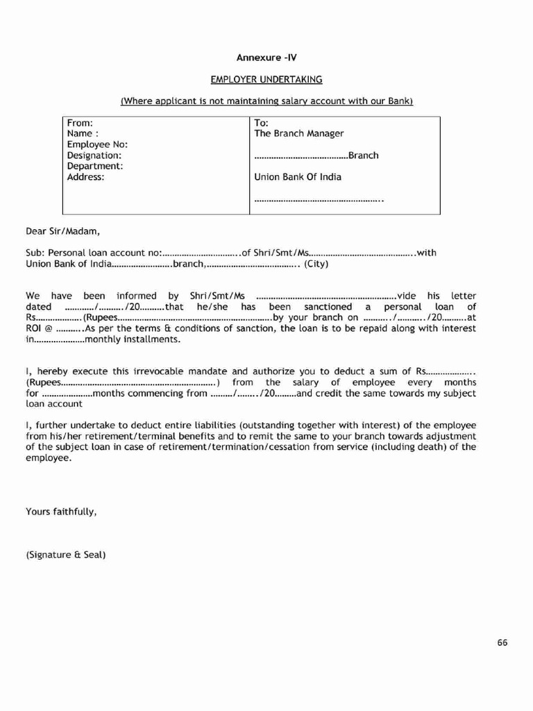 Union Personal-Employer Undertaking | PDF