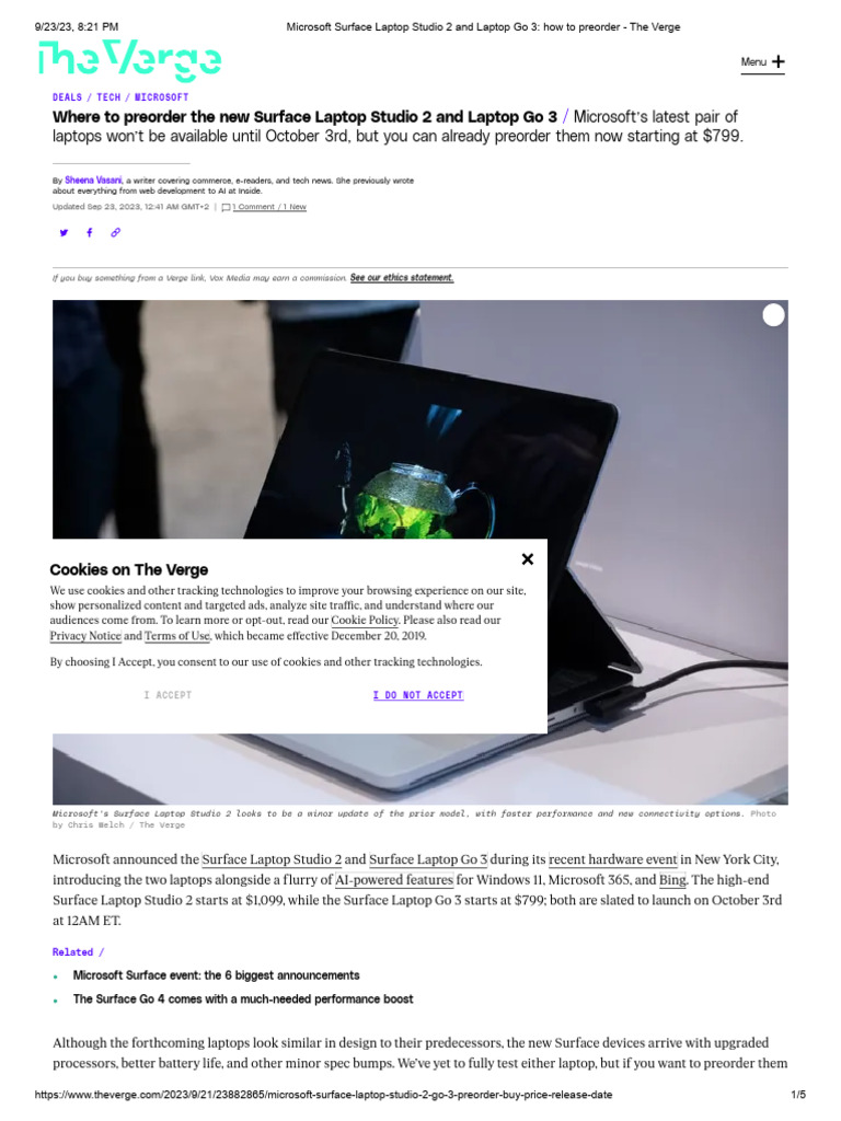 7 Microsoft Surface Laptop Studio 2 and Laptop Go 3 - How To Preorder - The Verge | PDF | Laptop ...