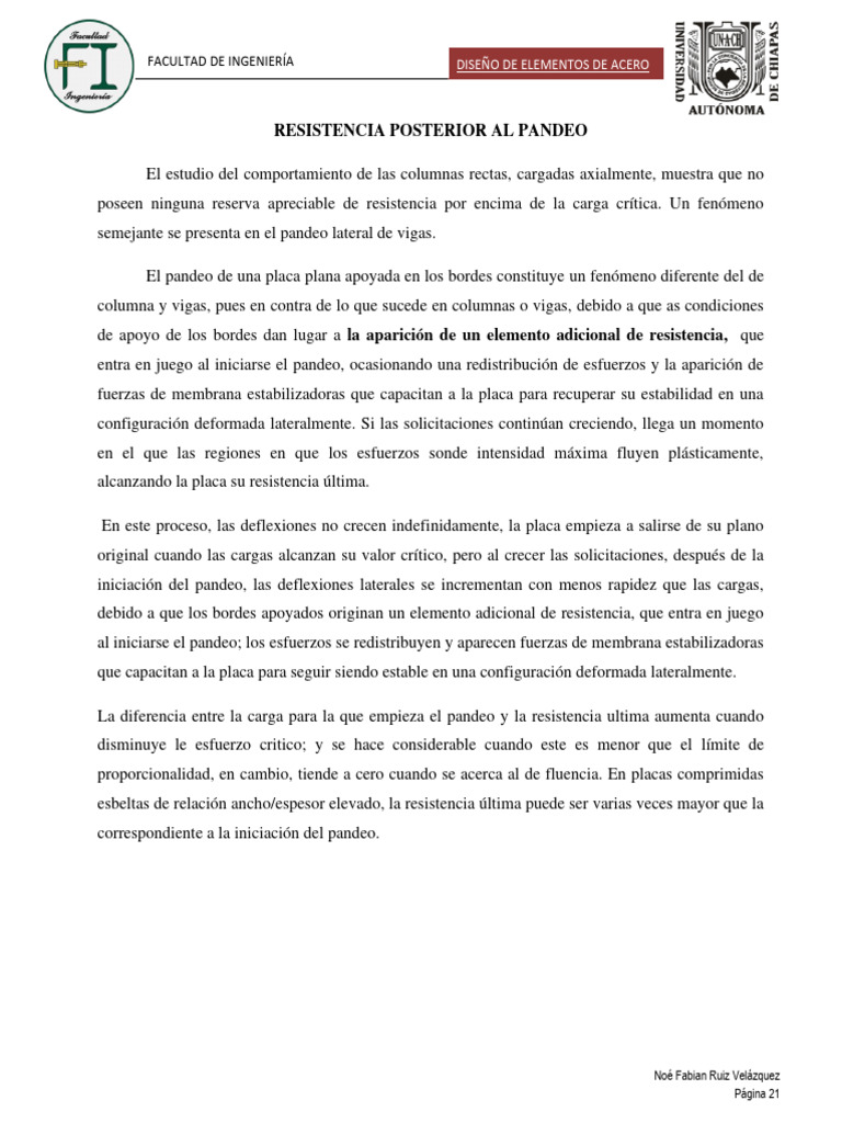 Resistencia Posterior Al Pandeo 4 | PDF | Pandeo | Mecanica clasica