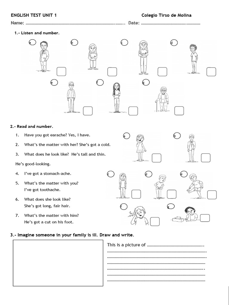 Test Unit 1 English 4th Grade Adapted All About Us | PDF